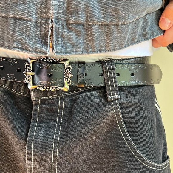 Accessories | Vintage Style Black American Western Floral Design Belt ...